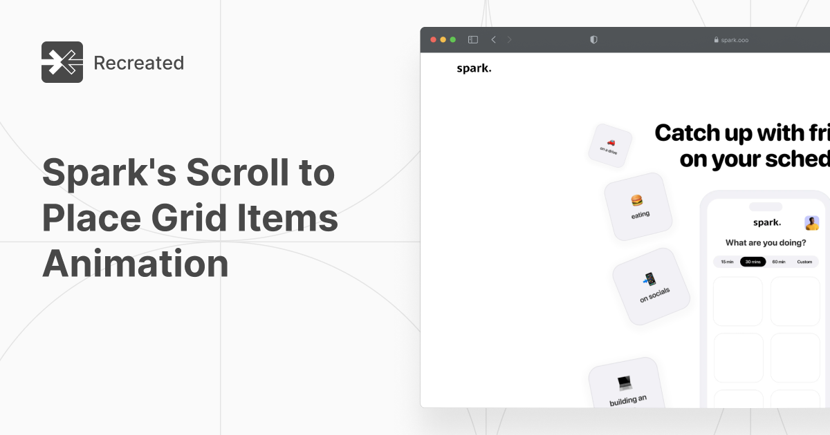 Spark's Scroll to Place Grid Items Animation / Recreated